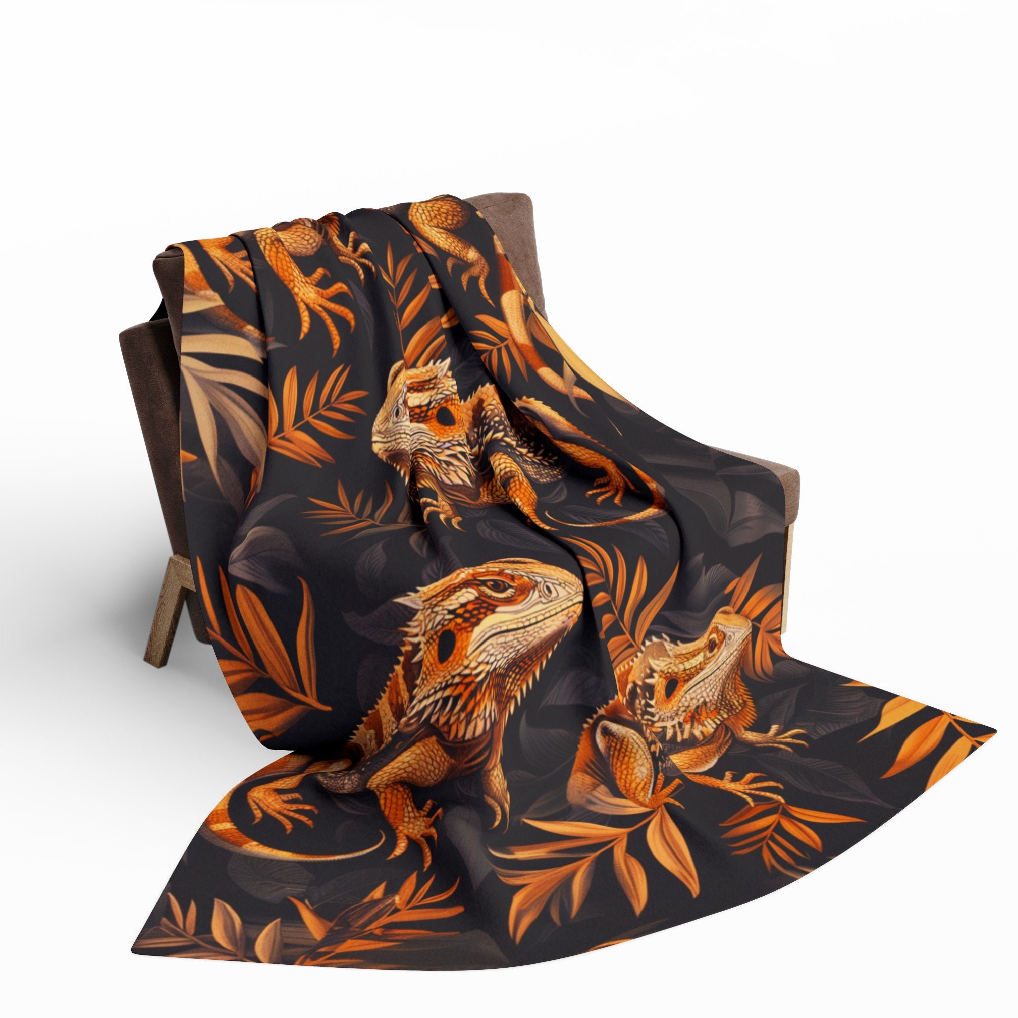 Bearded Dragon Custom Arctic Fleece Blanket Gift, Orange Beardie ...