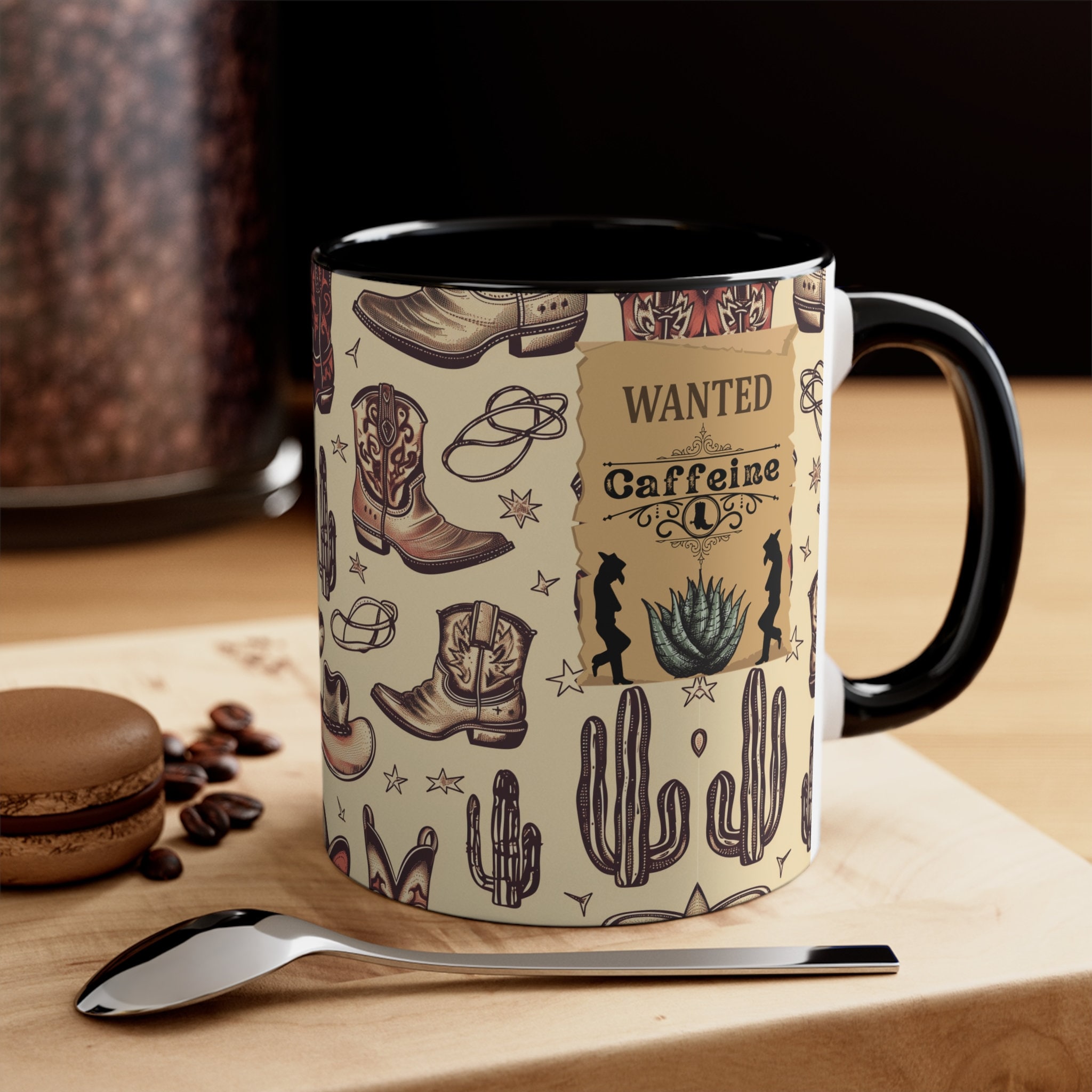 Vintage Wester Cowboy Themed Accent Coffee Mug, 11oz Cup Gift, Cowboy ...