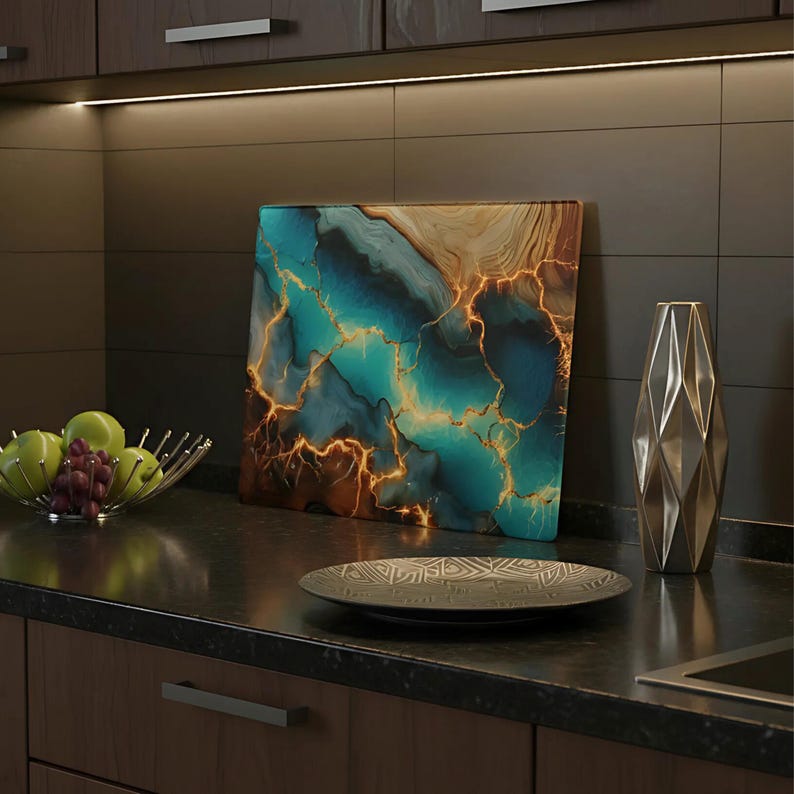 Personalized Resin River Faux Marble Epoxy Carved Olive Wood Glass ...