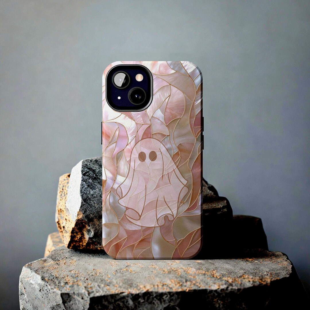 Cute Ghost Mother of Pearl Faux Stained Glass Phone Case for Spooky ...