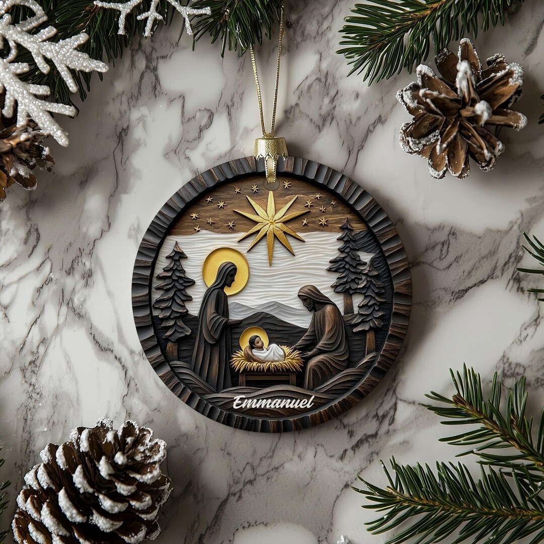 Emmanuel Nativity Scene Baby Jesus Christmas Ornament, Star of ...