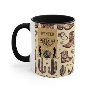 Vintage Wester Cowboy Themed Accent Coffee Mug, 11oz Cup Gift, Cowboy ...