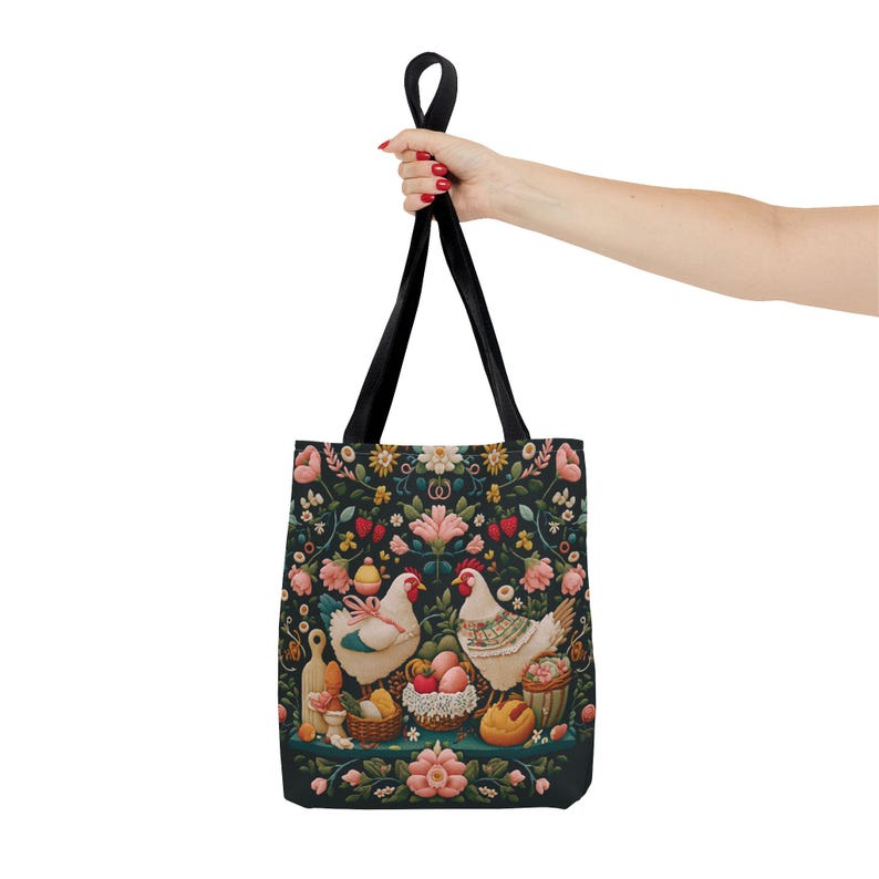 Rustic Cottagecore Folk Art Coquette Chickens Farmhouse Market Tote Bag ...