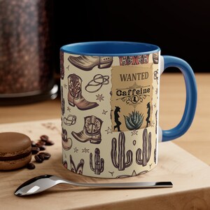 Vintage Wester Cowboy Themed Accent Coffee Mug, 11oz Cup Gift, Cowboy ...