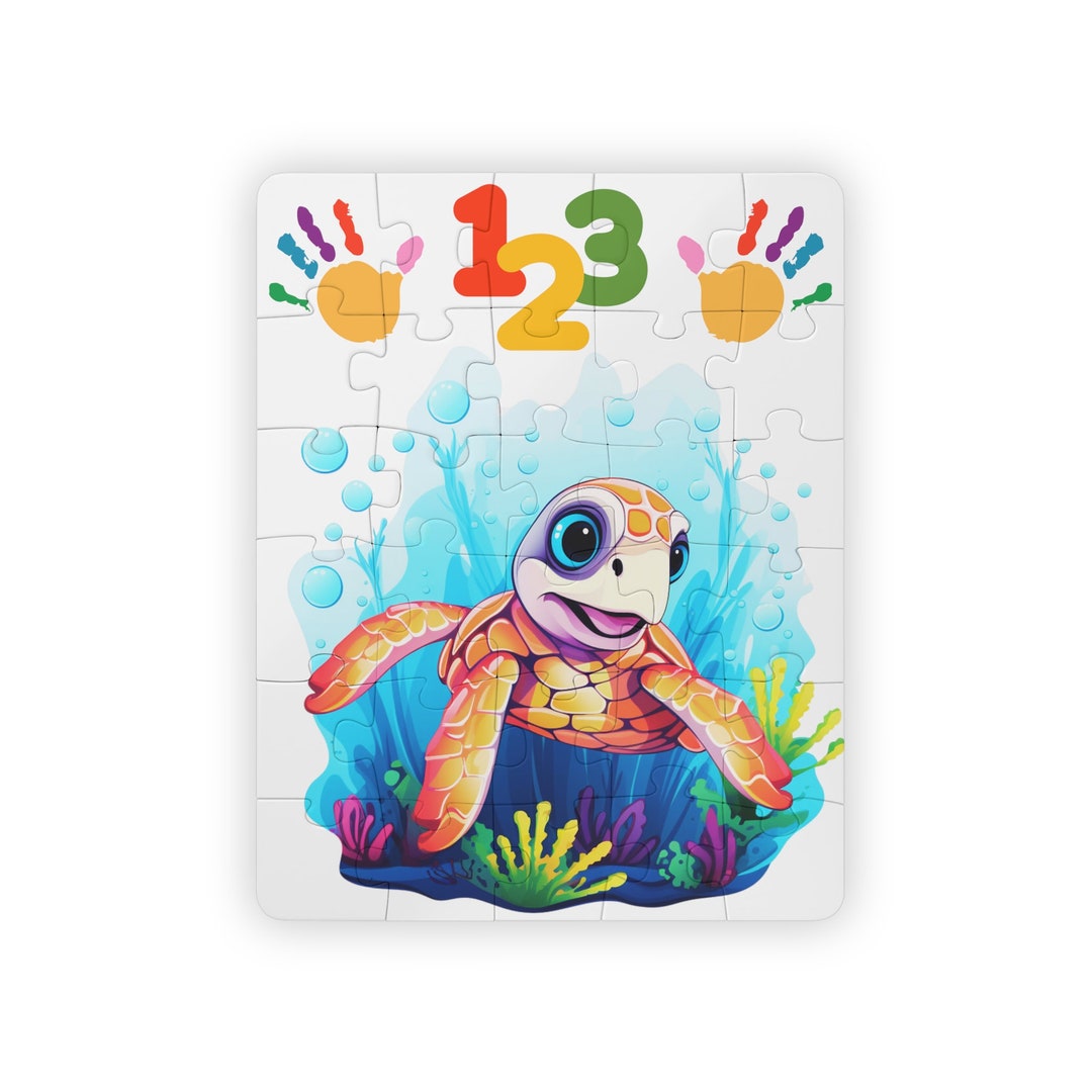 Kids Sea Turtle Puzzle, 30-piece, Hand Prints With Paint, Numbers - Etsy