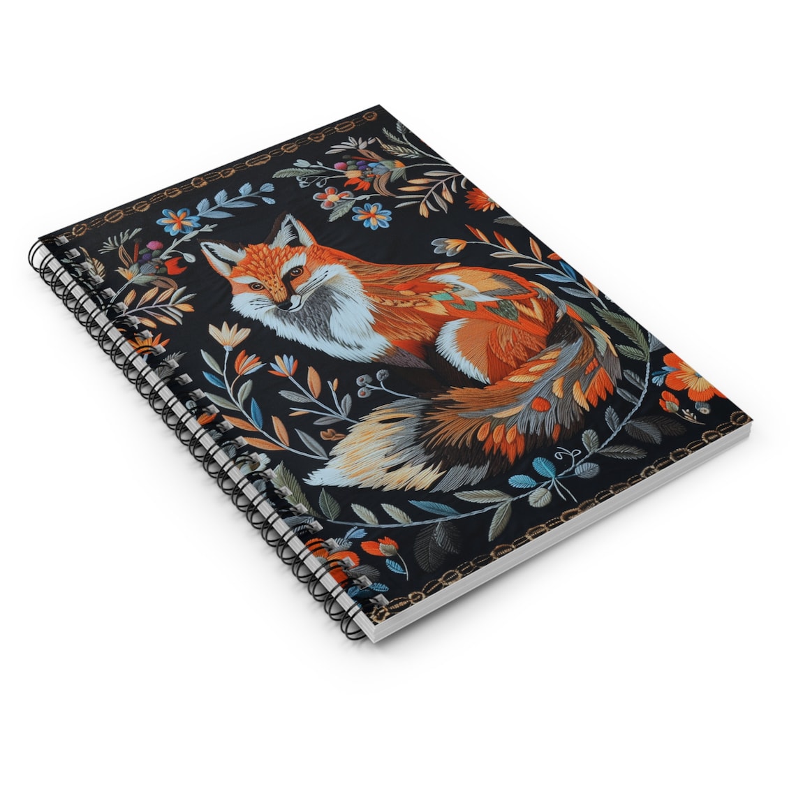 Dark Floral Pattern Spiral Notebook Ruled Line, Dark Background ...