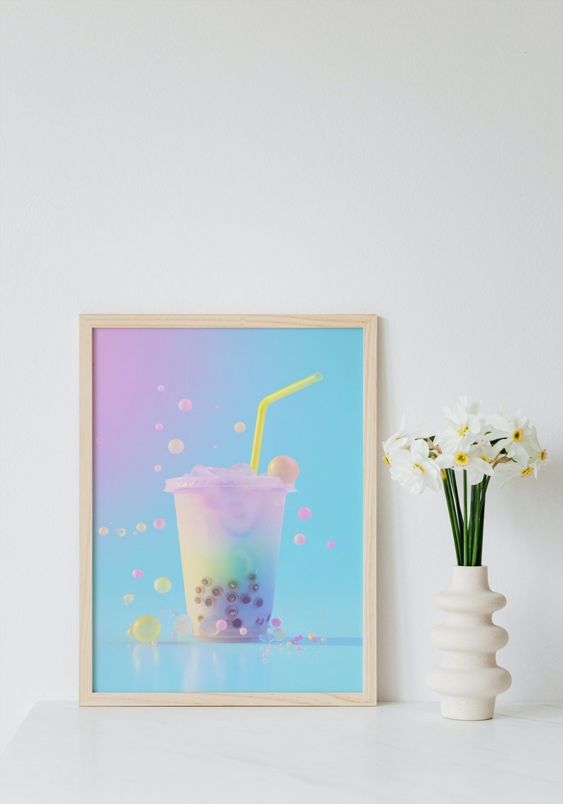Printable Bubble Tea Wall Art, Boba Tea Poster, Ai Art Premium ...