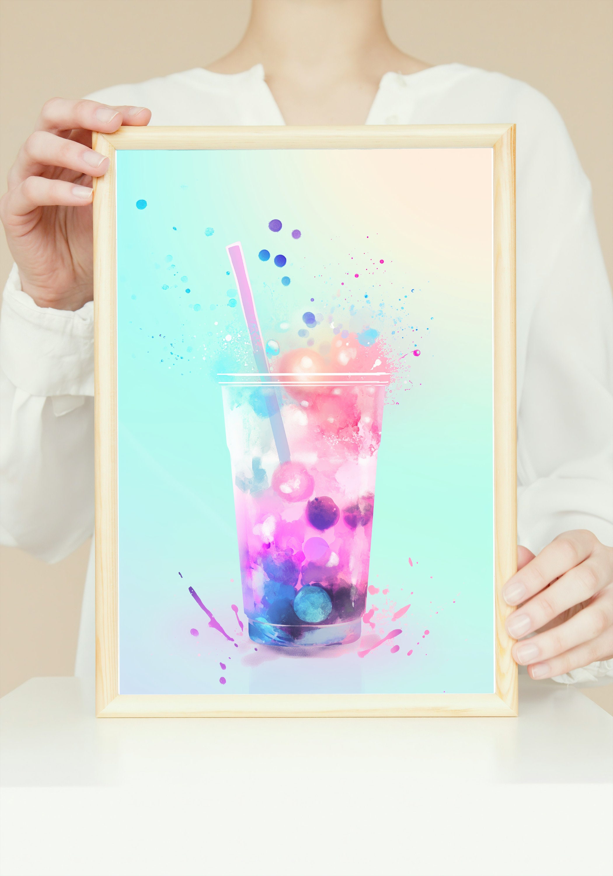 Printable Bubble Tea Wall Art, Boba Tea Poster, Ai Art Premium ...
