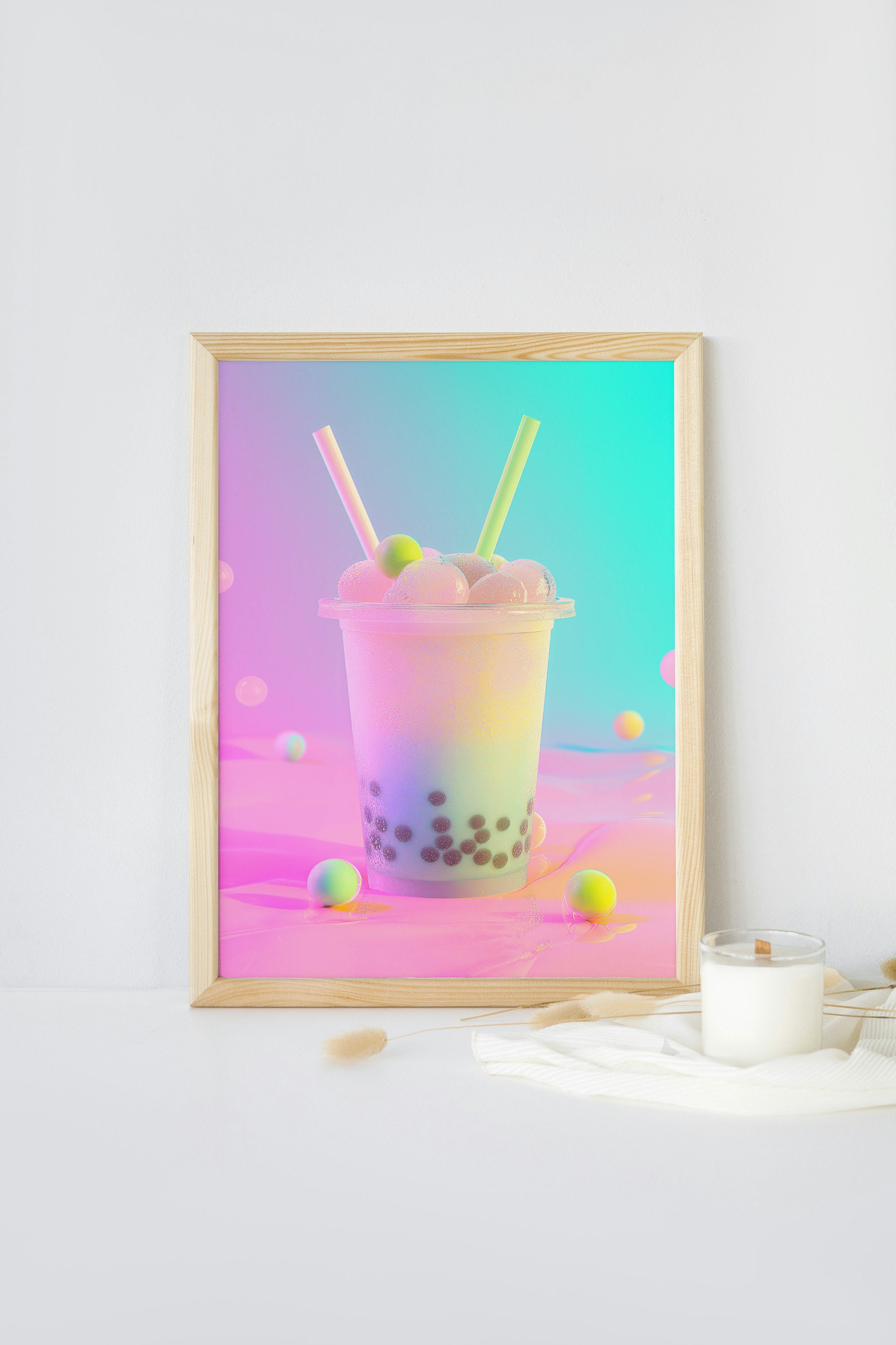 Printable Bubble Tea Wall Art, Boba Tea Poster, Ai Art Premium ...