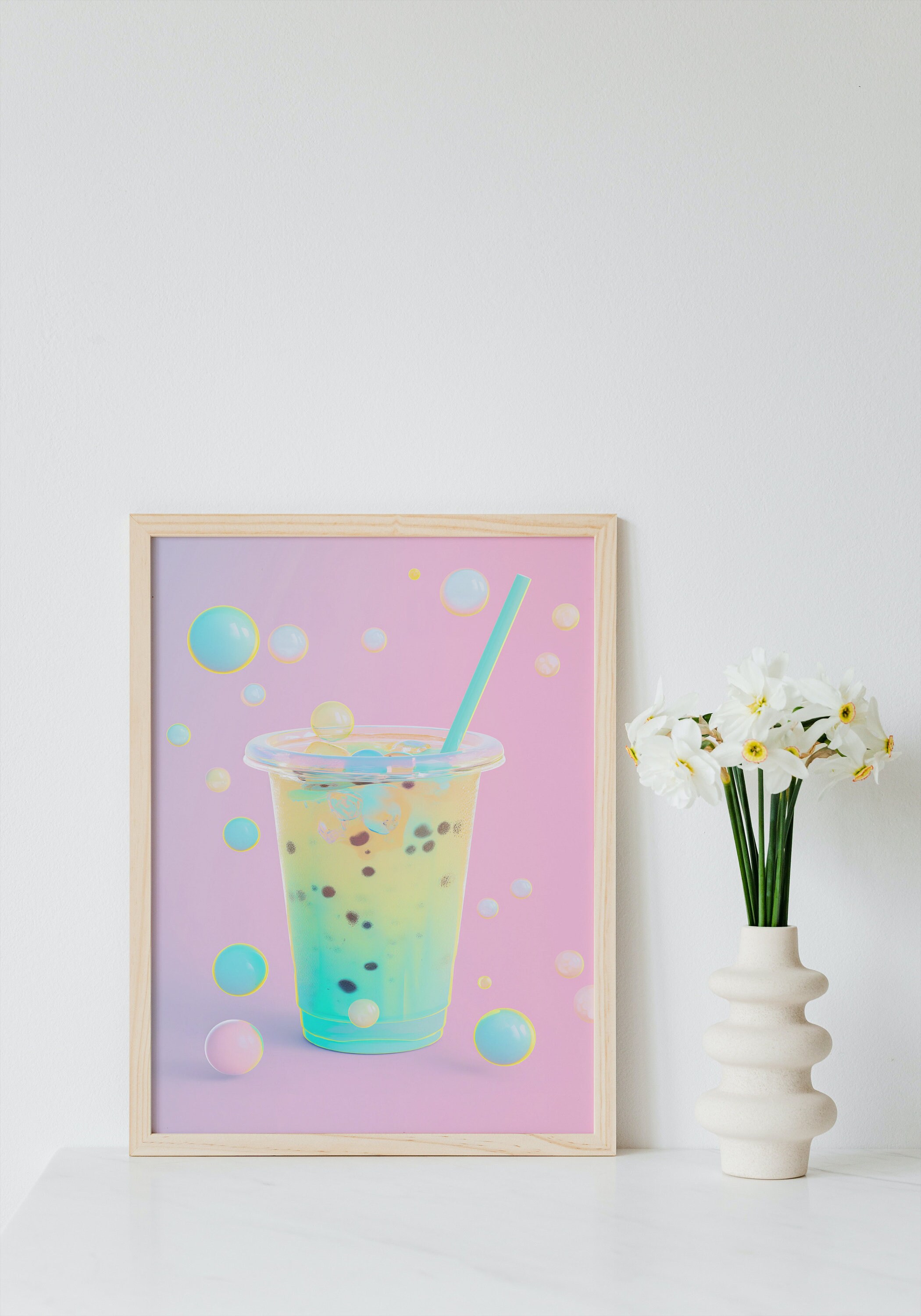 Printable Bubble Tea Wall Art Boba Tea Poster Ai Art Premium