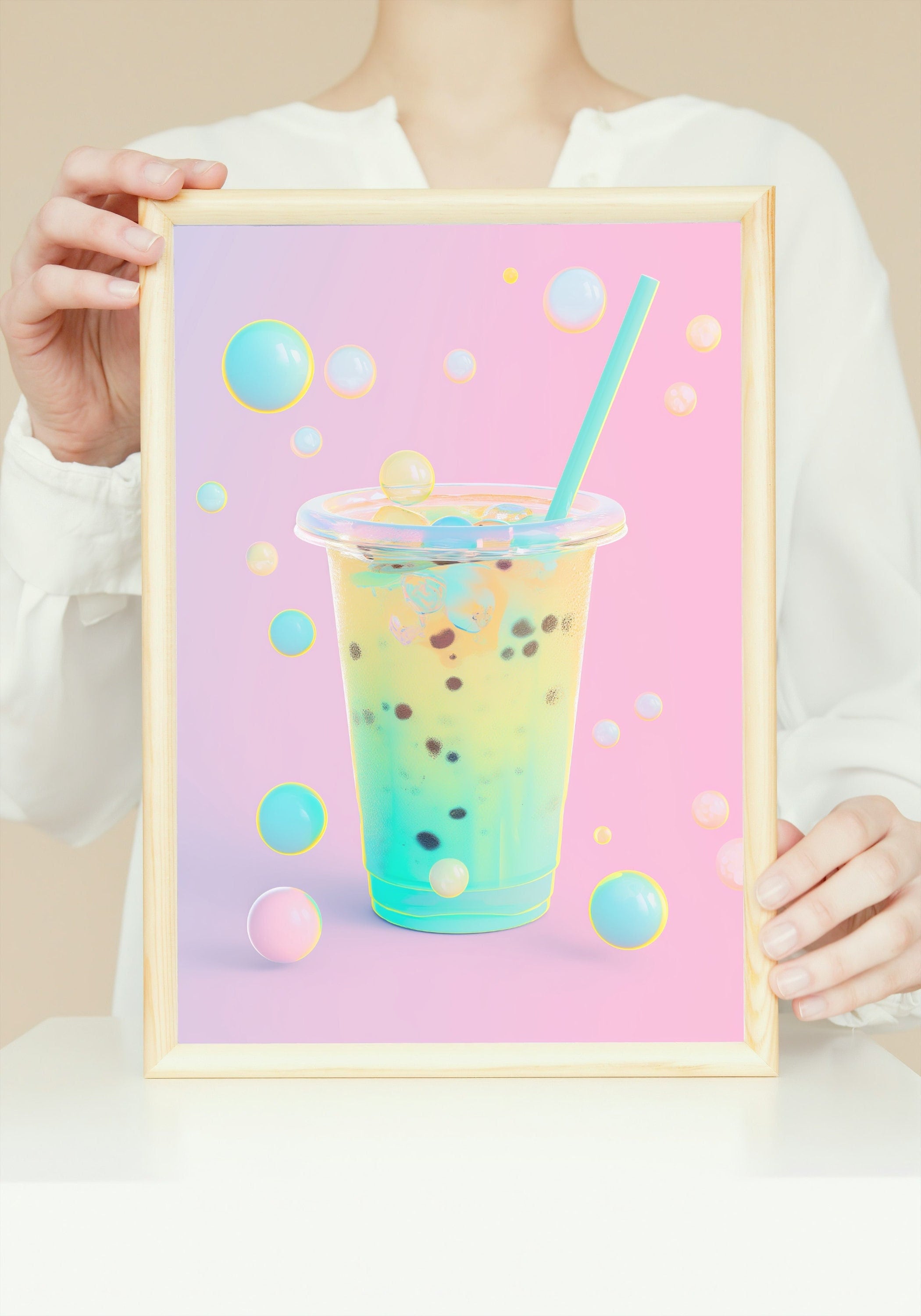 Printable Bubble Tea Wall Art, Boba Tea Poster, Ai Art Premium ...