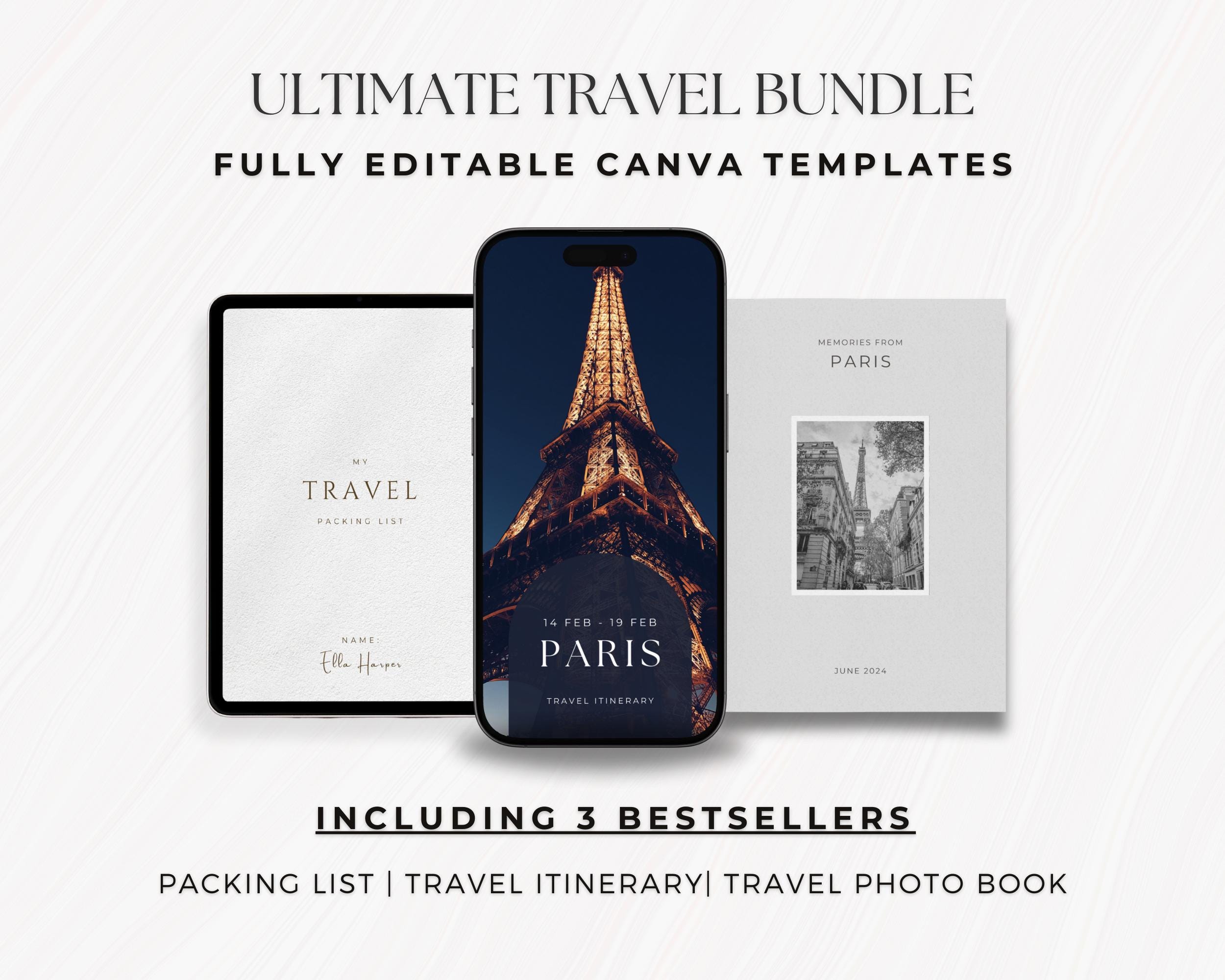 Travel Template Bundle | Editable Travel Packing List | Mobile Travel ...