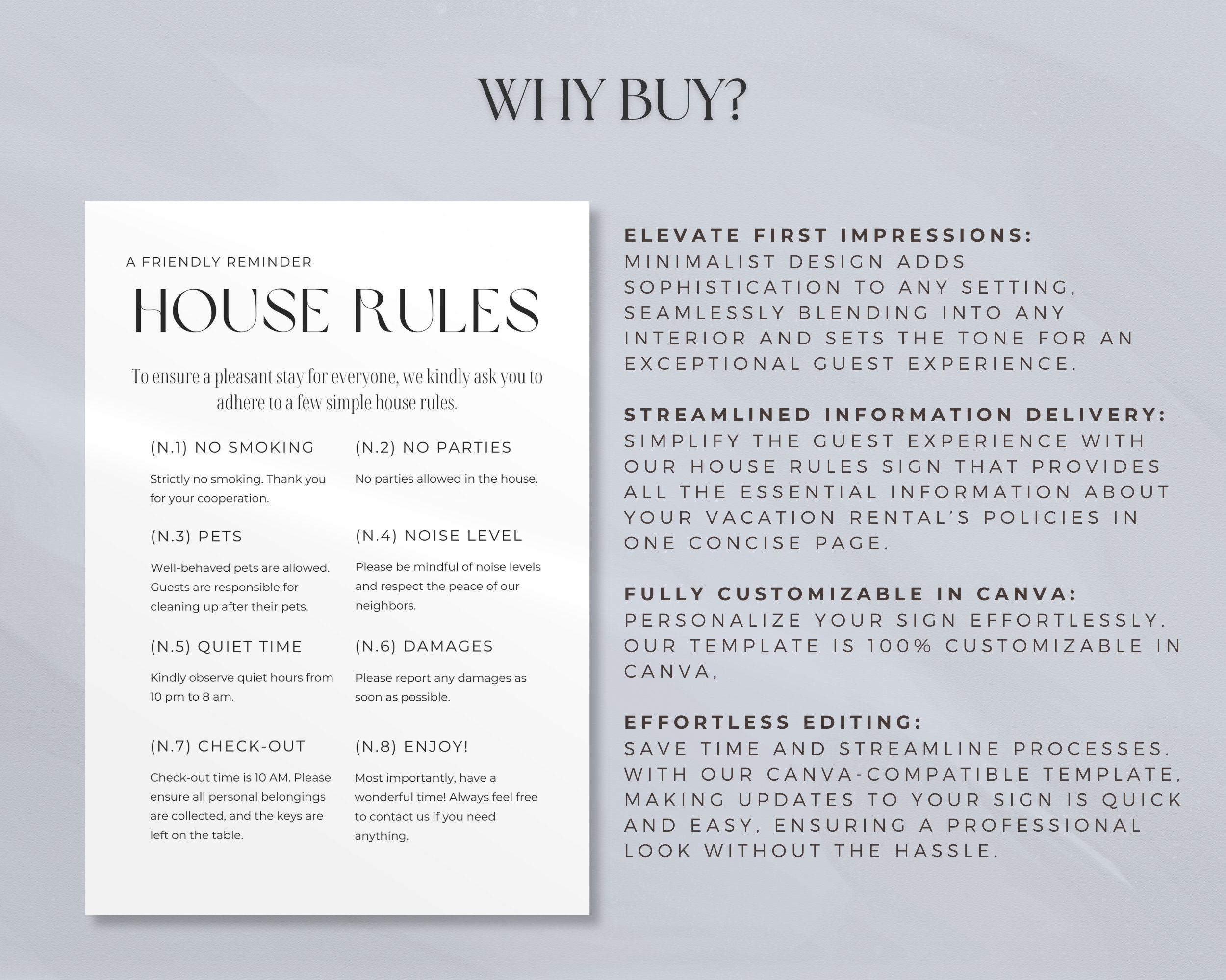 Airbnb House Rules Sign | House Rules Poster | Vacation Rental ...