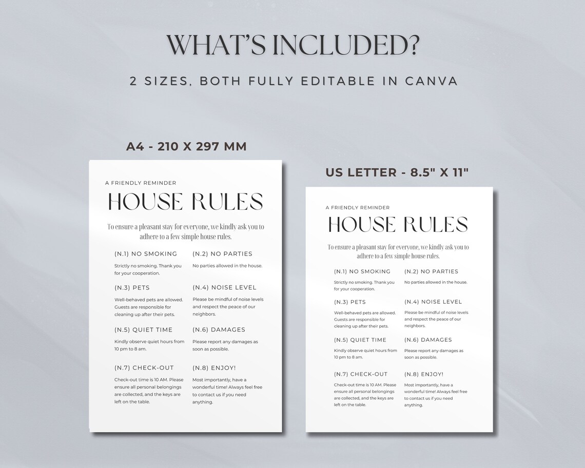 Airbnb House Rules Sign | House Rules Poster | Vacation Rental ...