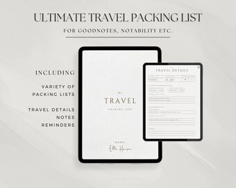 Digital Travel Packing List | Packing List Goodnotes | Vacation Packing ...