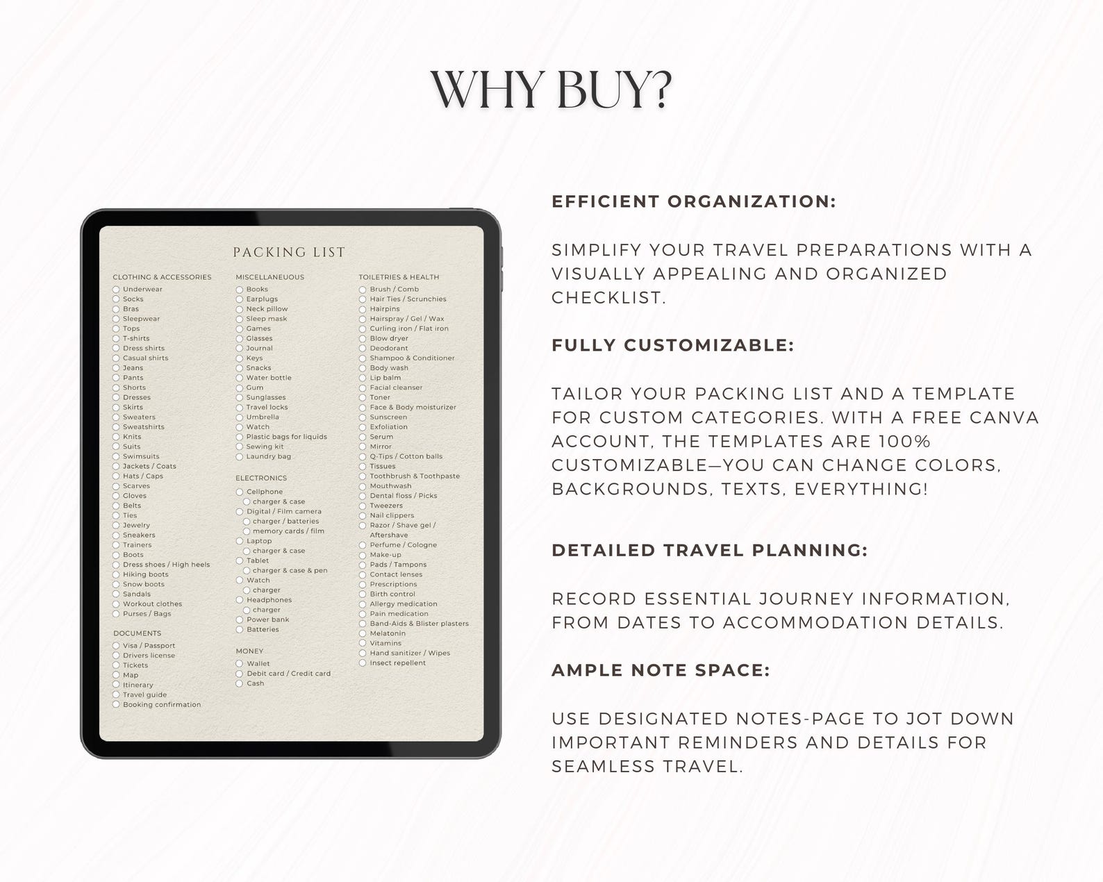 Editable Travel Packing List | Canva Packing List Bundle | Vacation ...