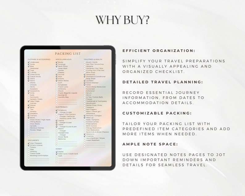 Digital Travel Packing List | Goodnotes Checklist, Vacation Planner ...