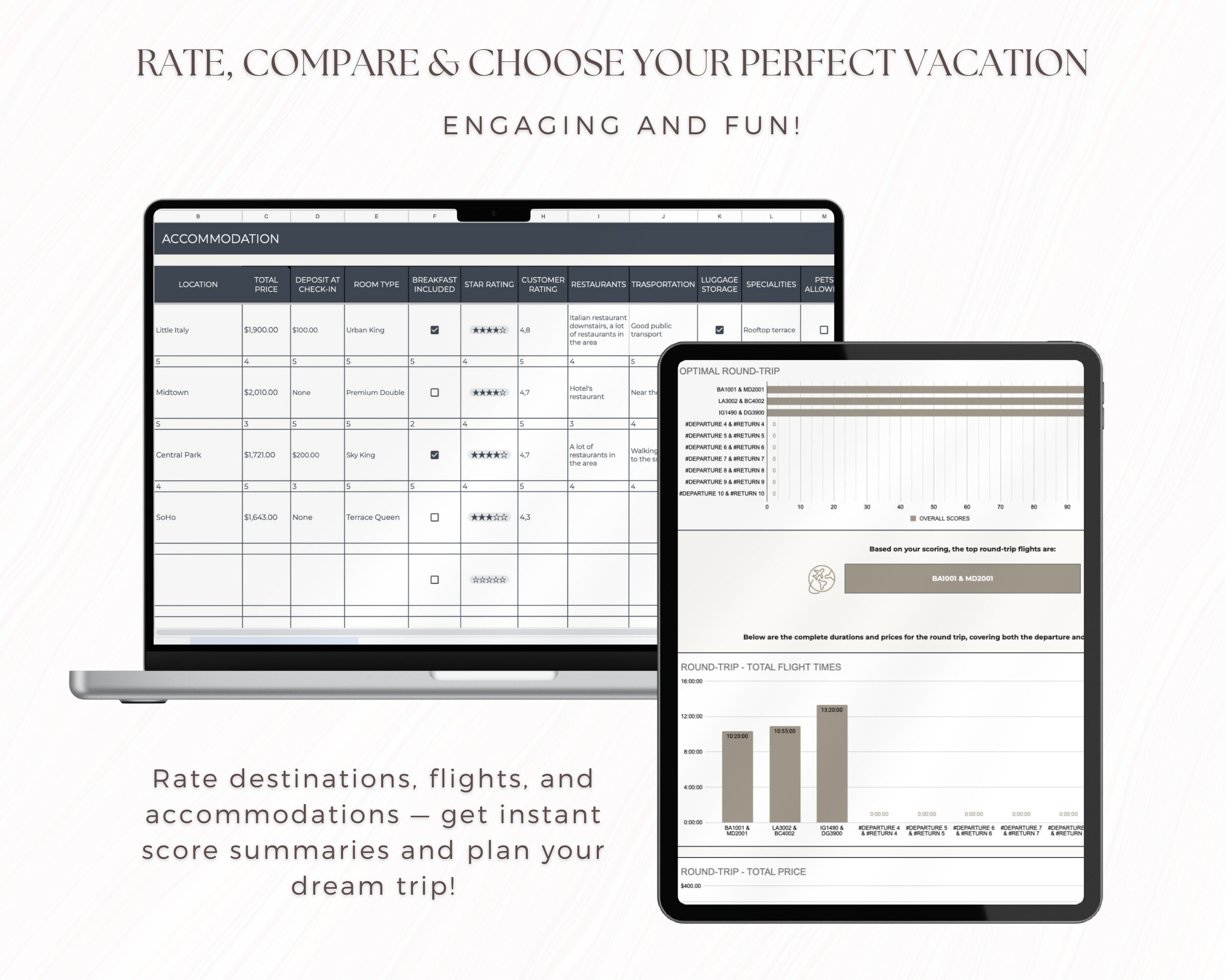 Ultimate Travel Planner | Vacation Comparison Chart | Google Sheets ...