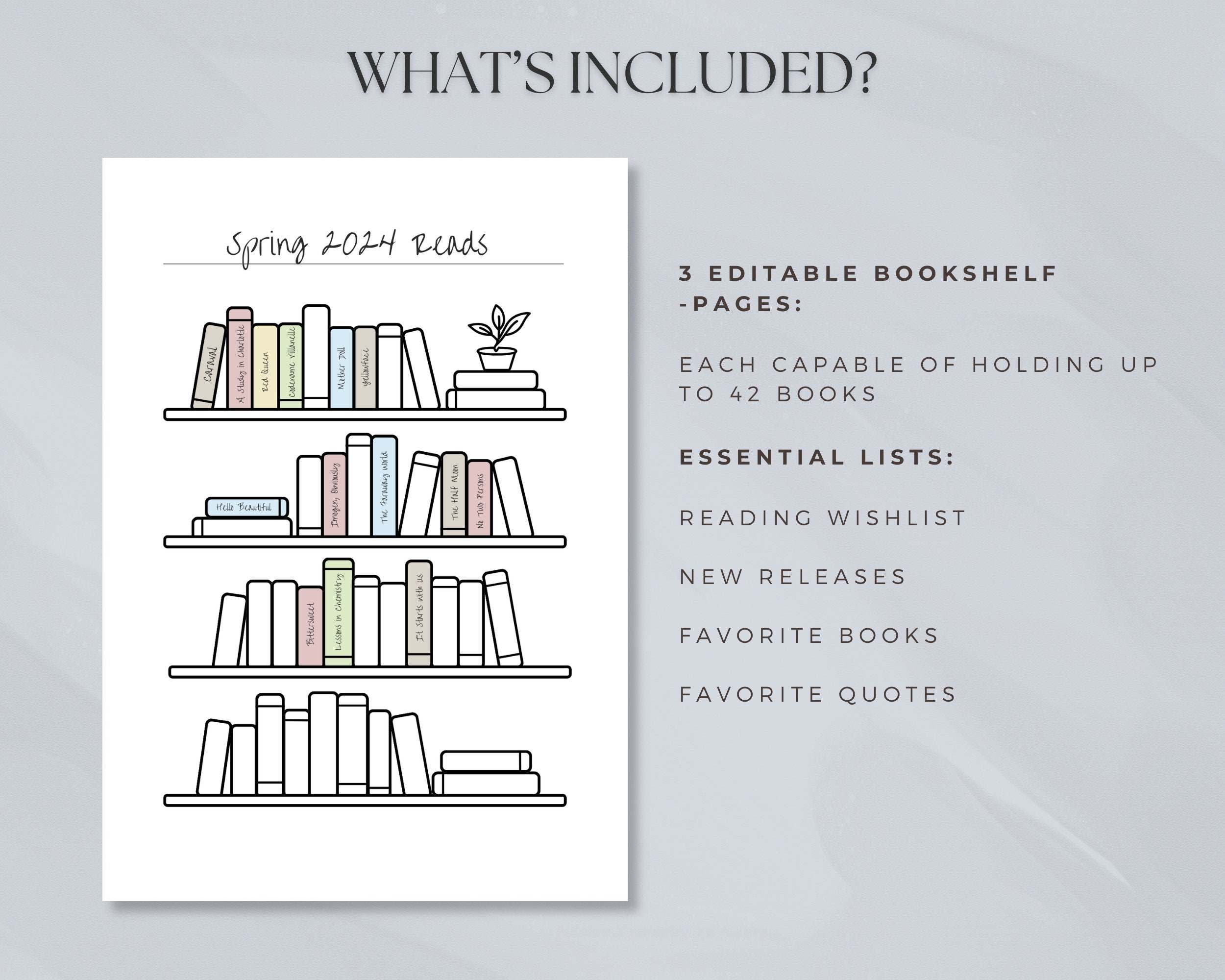 Bookshelf Tracker Printable Bookshelf Reading Journal Reading Tracker ...