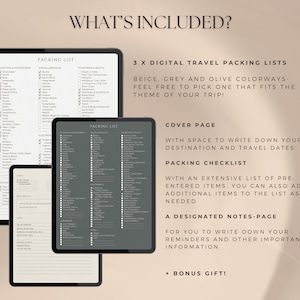 Digital Travel Packing List | Packing List Goodnotes | Vacation Packing ...