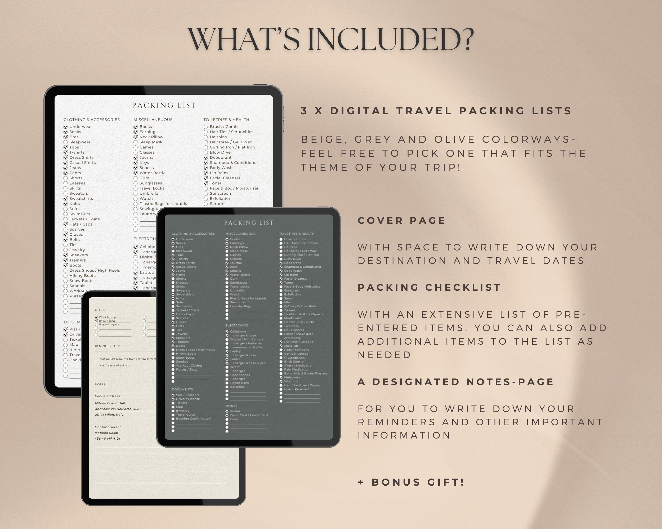 Digital Travel Packing List | Packing List Goodnotes | Vacation Packing ...