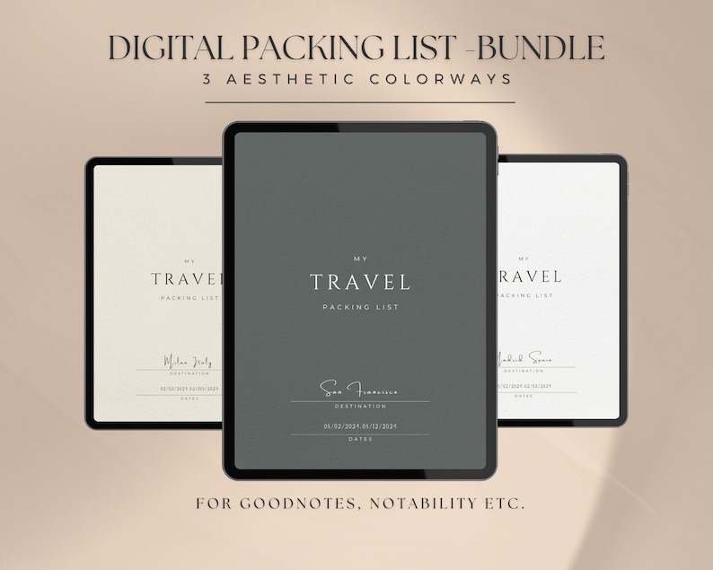 Digital Travel Packing List | Packing List Goodnotes | Vacation Packing ...