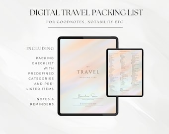 Digital Travel Packing List | Packing List Goodnotes | Vacation Packing ...