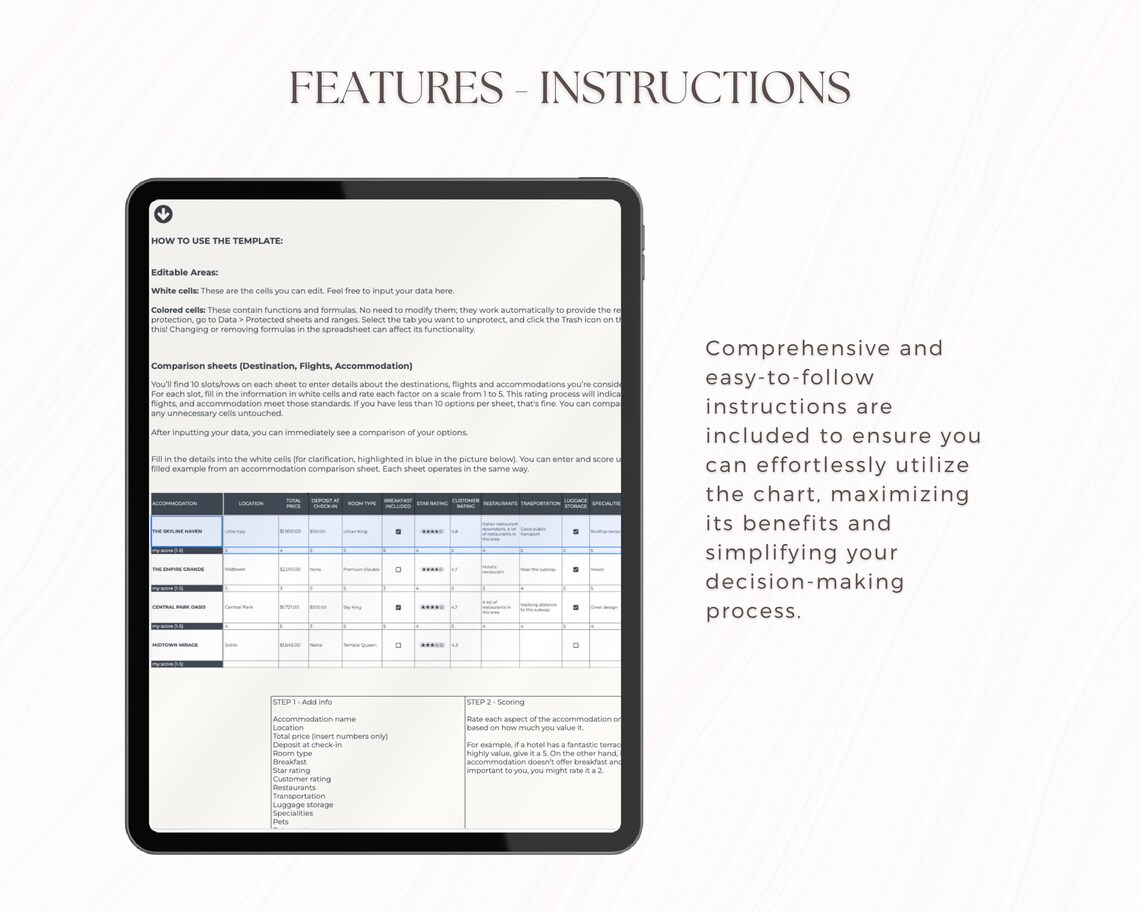 Ultimate Travel Planner | Vacation Comparison Chart | Google Sheets ...