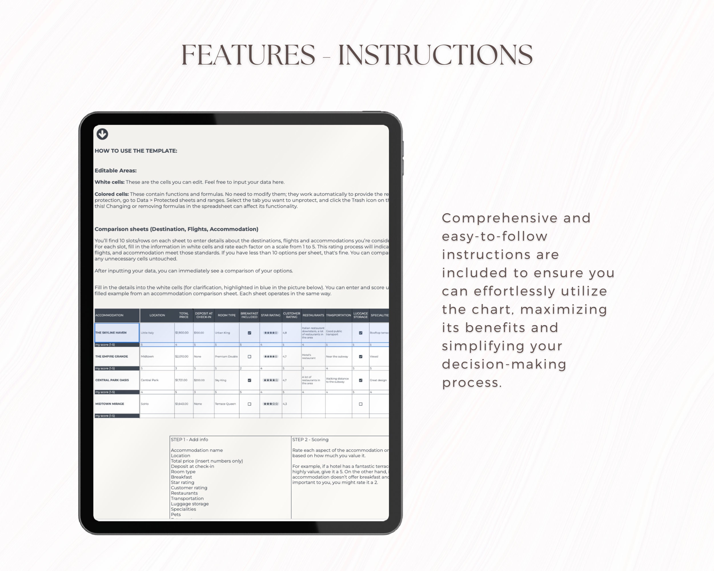 Ultimate Travel Planner | Vacation Comparison Chart | Google Sheets ...