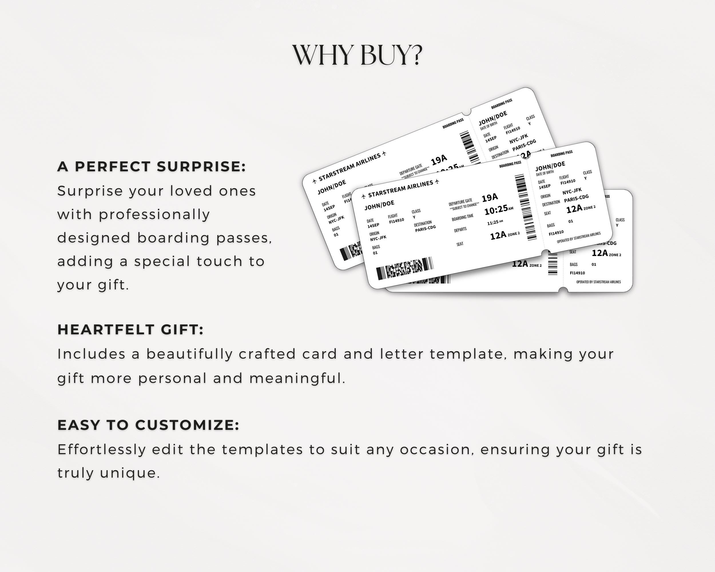 Printable Boarding Pass Gift | Airline Ticket | Surprise Gift ...