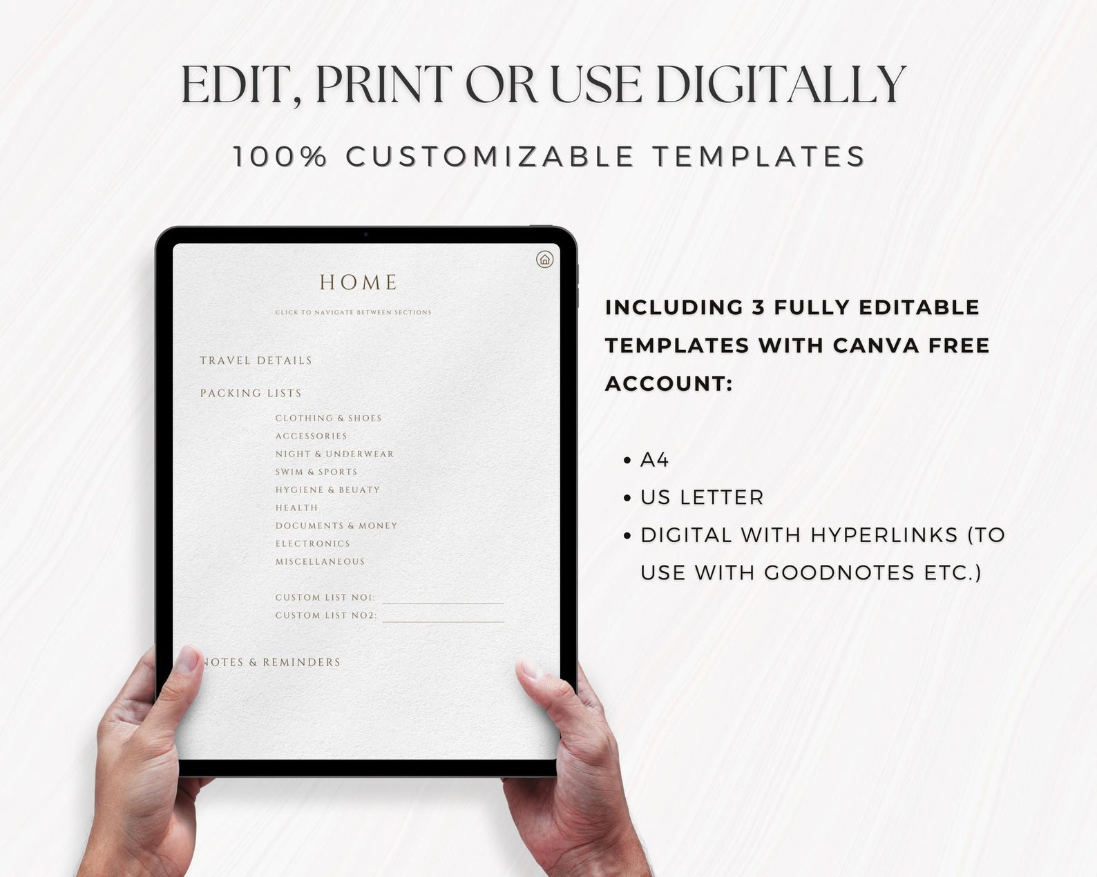Editable Travel Packing List | Canva Packing List | Vacation Packing ...