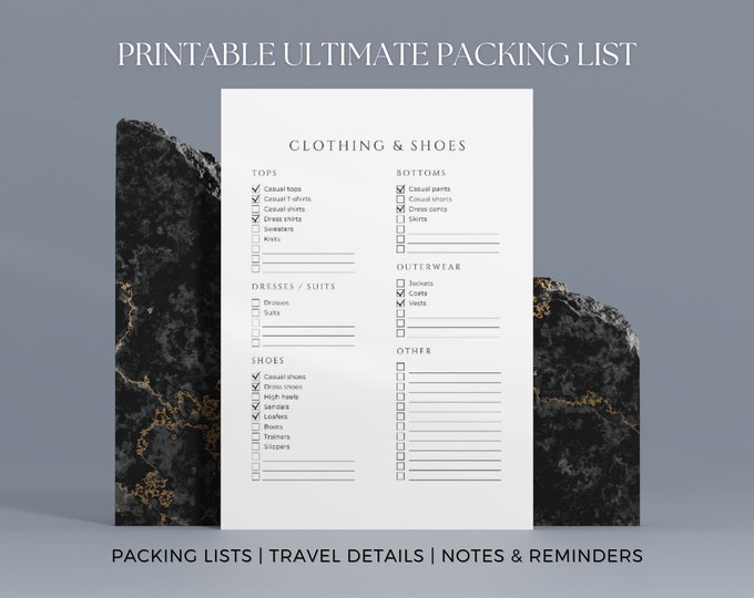 Printable Travel Checklist | the Ultimate Travel Checklist | Packing List Printable | Travel ...