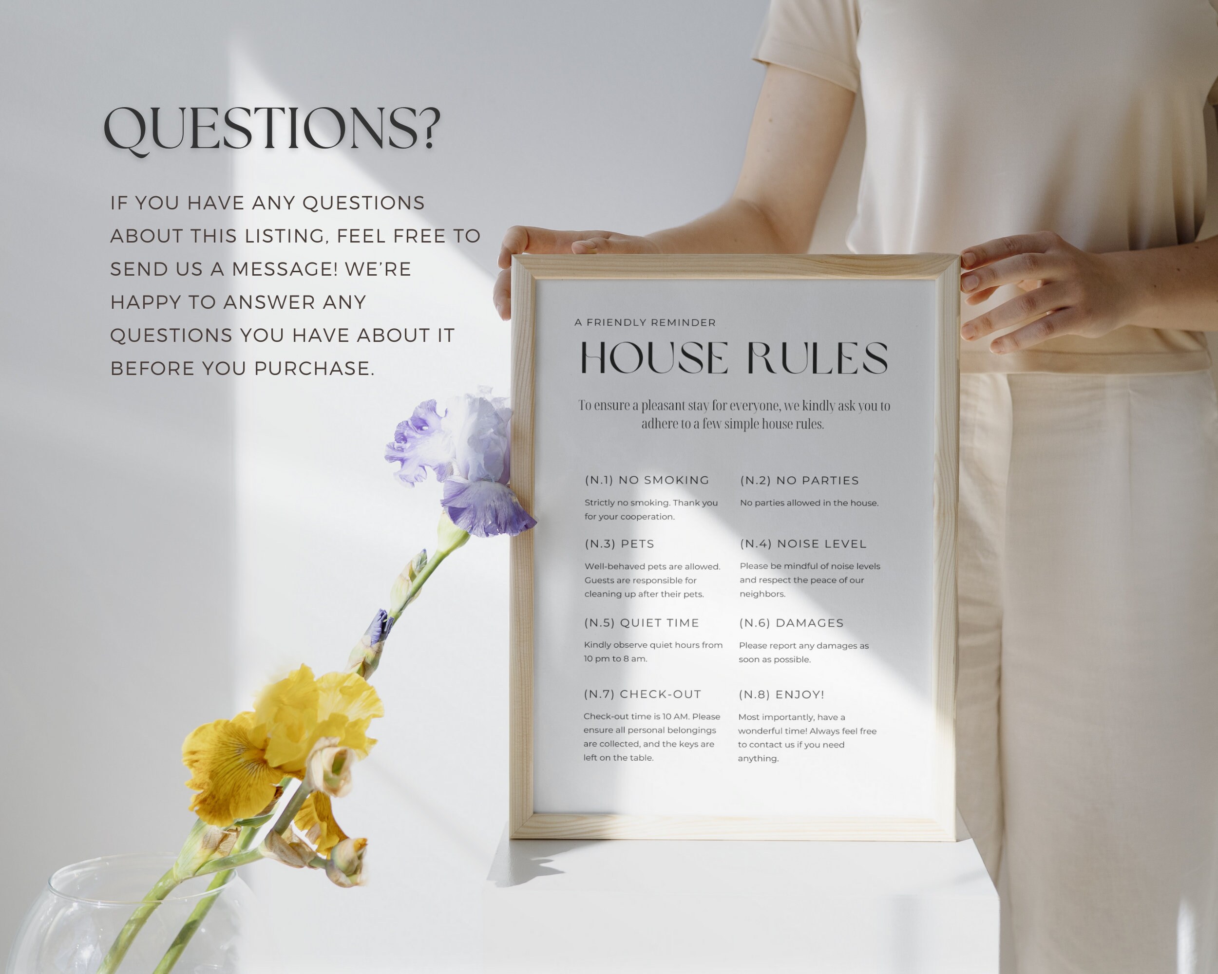 Airbnb House Rules Sign | House Rules Poster | Vacation Rental ...