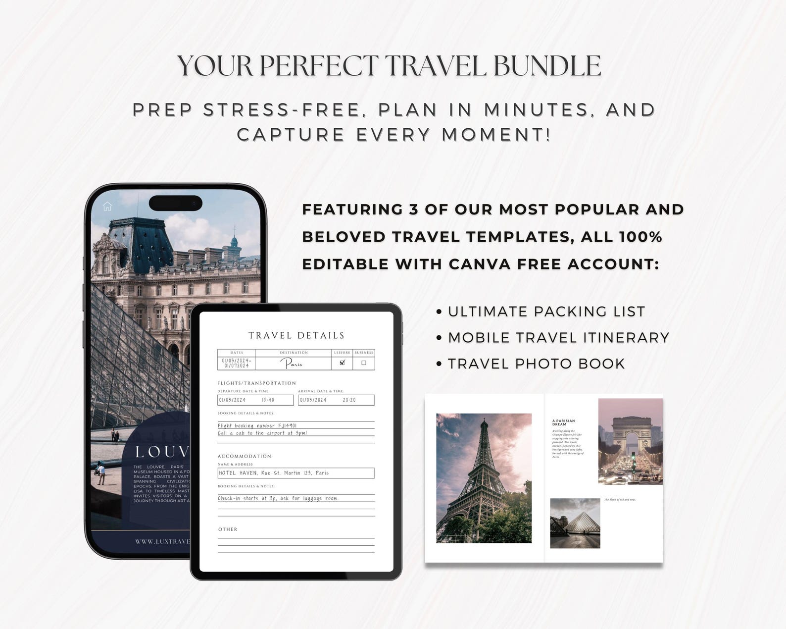 Travel Template Bundle | Editable Travel Packing List | Mobile Travel ...