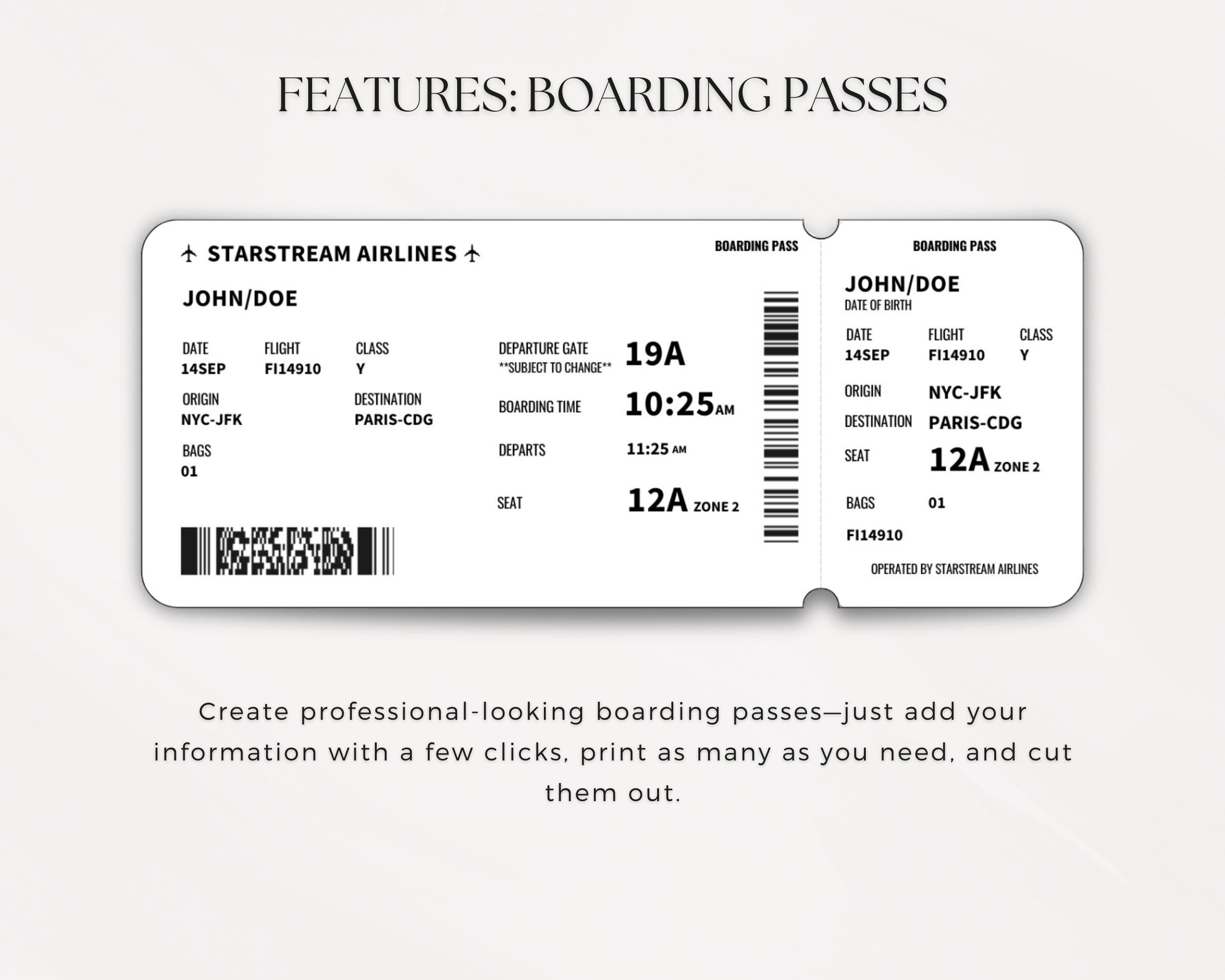 Printable Boarding Pass Gift | Airline Ticket | Surprise Gift ...