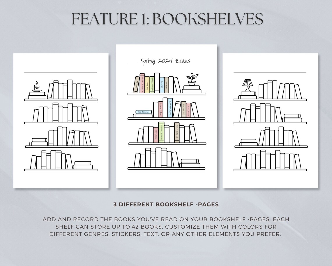 Bookshelf Tracker Printable Bookshelf Reading Journal Reading Tracker ...