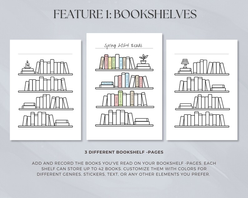 Bookshelf Tracker Printable Bookshelf Reading Journal Reading Tracker ...