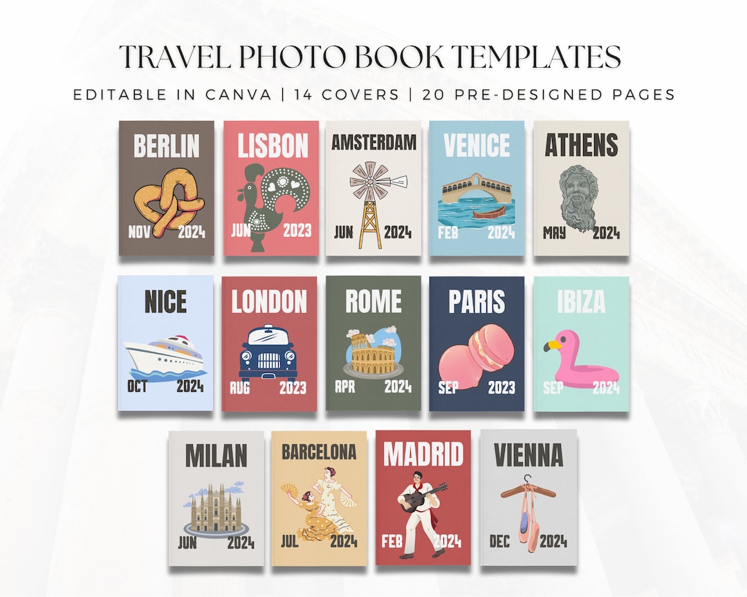 Editable Travel Photo Book Template | Vacation Photo Book | Decorative ...