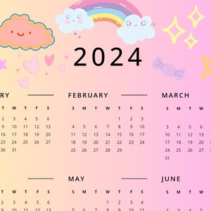 Cute Pink 2024 Calendar - Etsy