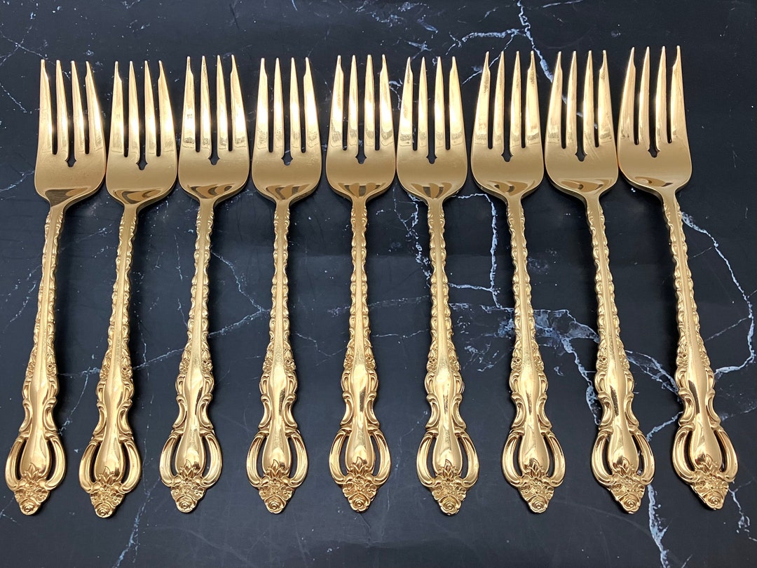 Vintage Gold Plate Set of 9, Countess Salad/dessert Forks by ...