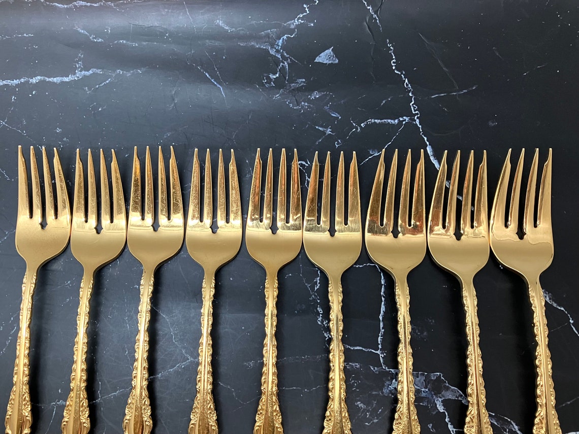Vintage Gold Plate Set of 9, Countess Salad/dessert Forks by ...
