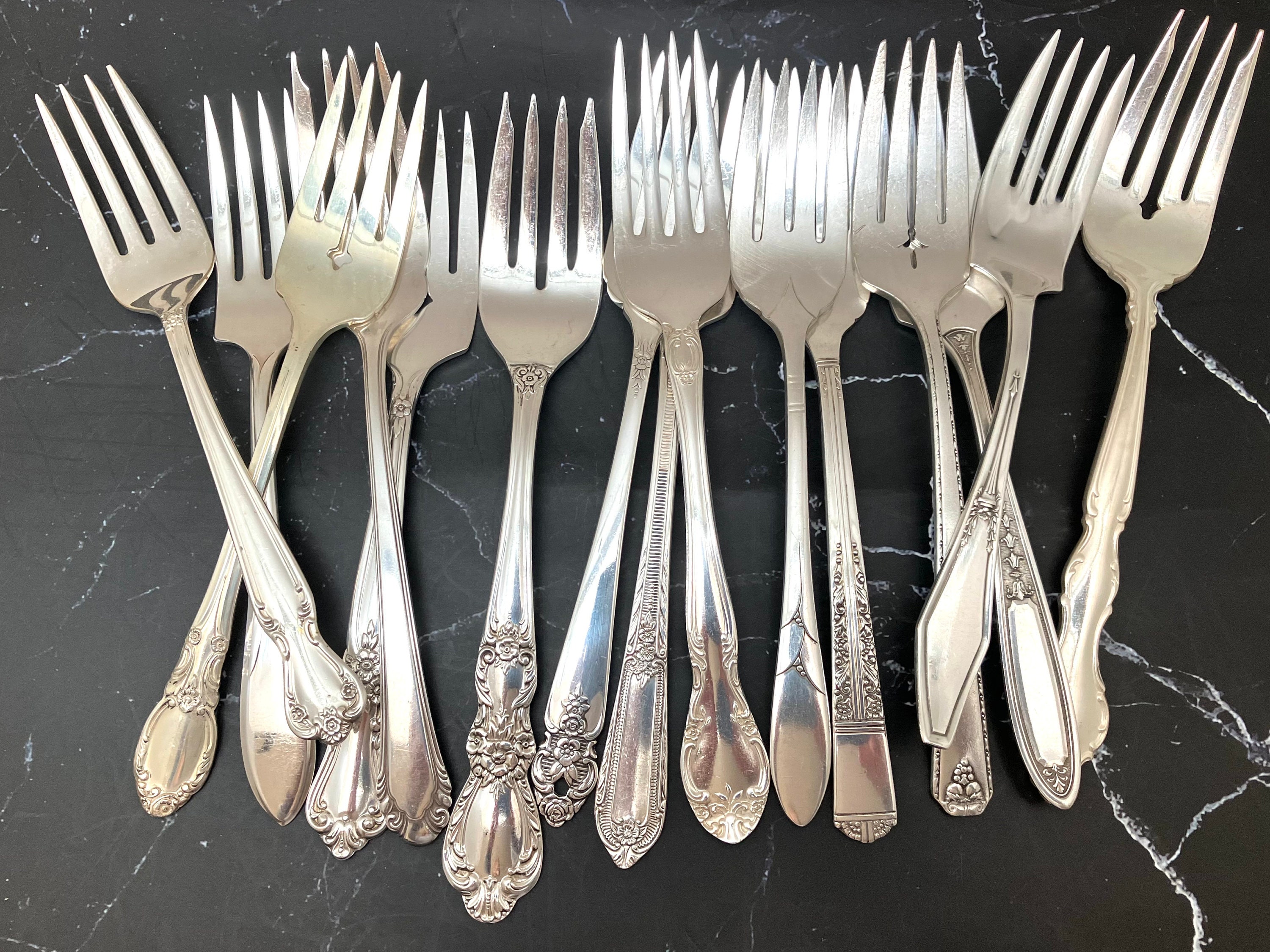 Mismatched Vintage Silver Plate Salad Forks - Wedding Flatware ...