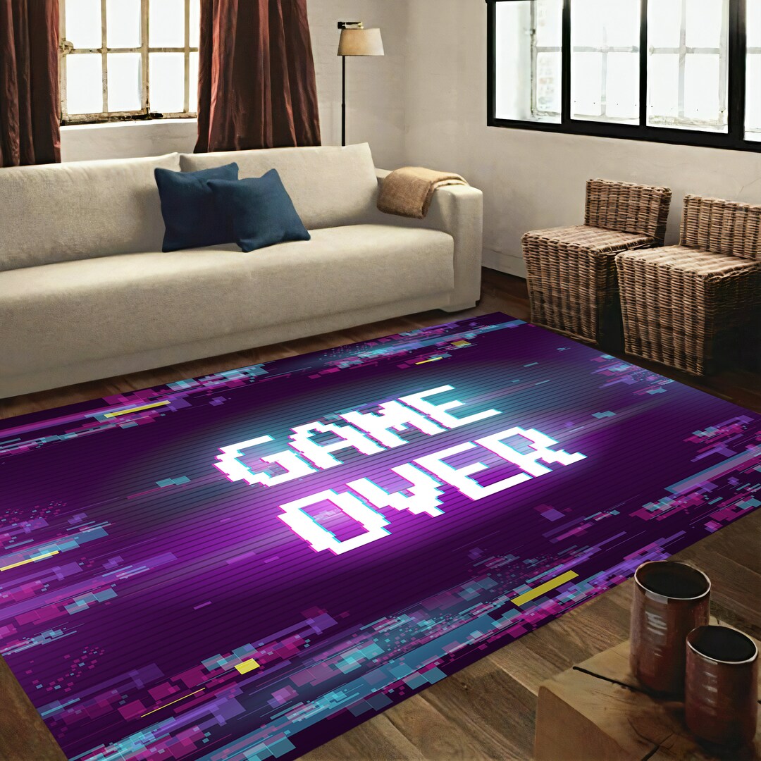 Game Over Rug, Arcade Rug, Gamer Rug, Gift for Gamer, Fun Area Rug ...