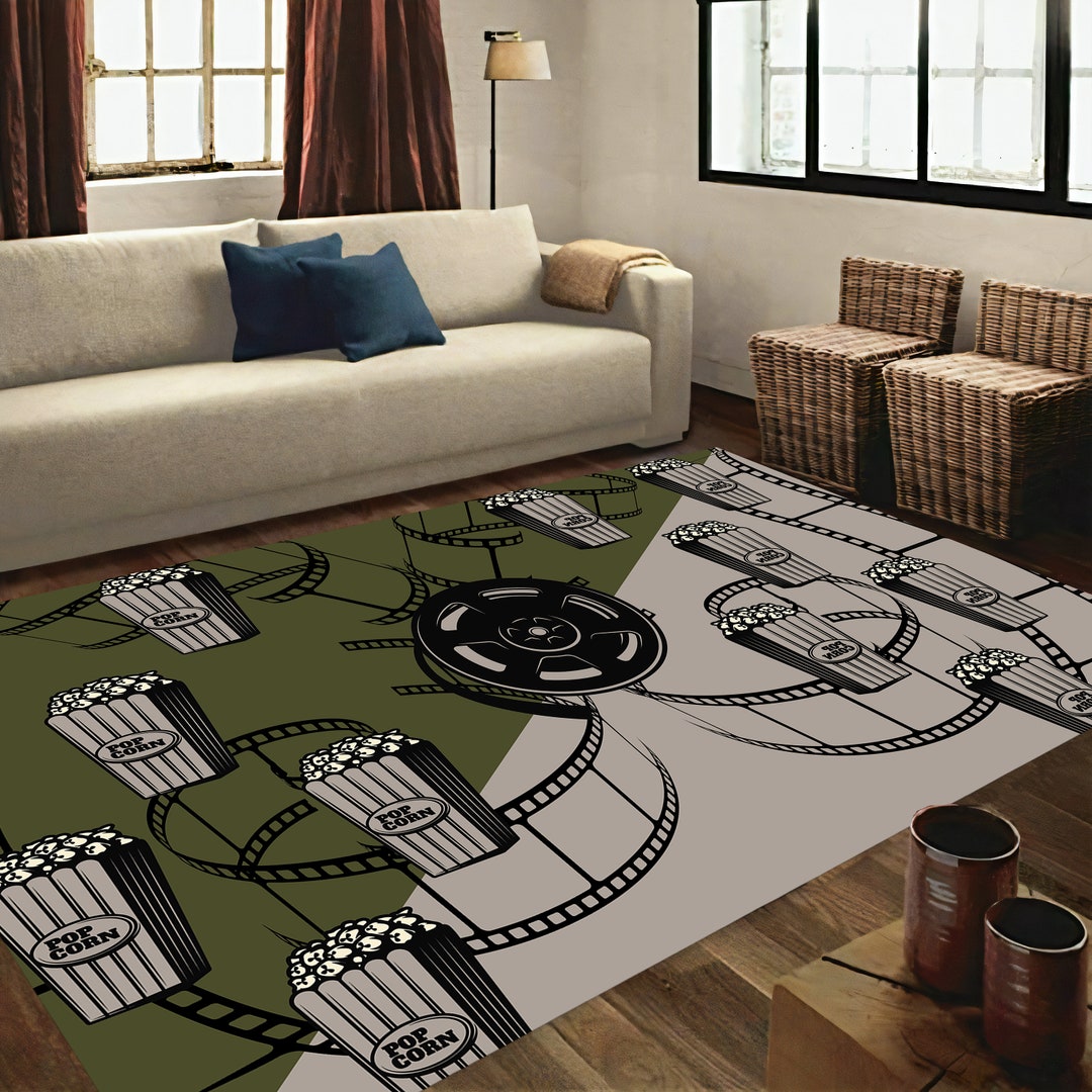 Cinema Rug, Cinema Room Rug, Popcorn Themed Rug, Cinema Themed Rug ...