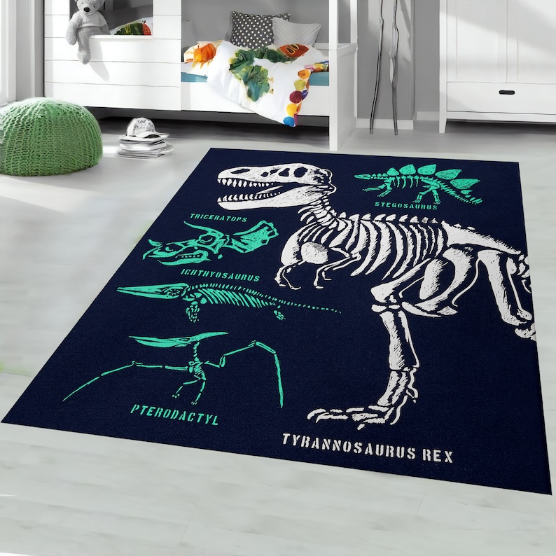 Dinosaur Rug, Fossil Rug, Dinosaur Fossil Rug, Kidsroom Rug, Trex Rug ...