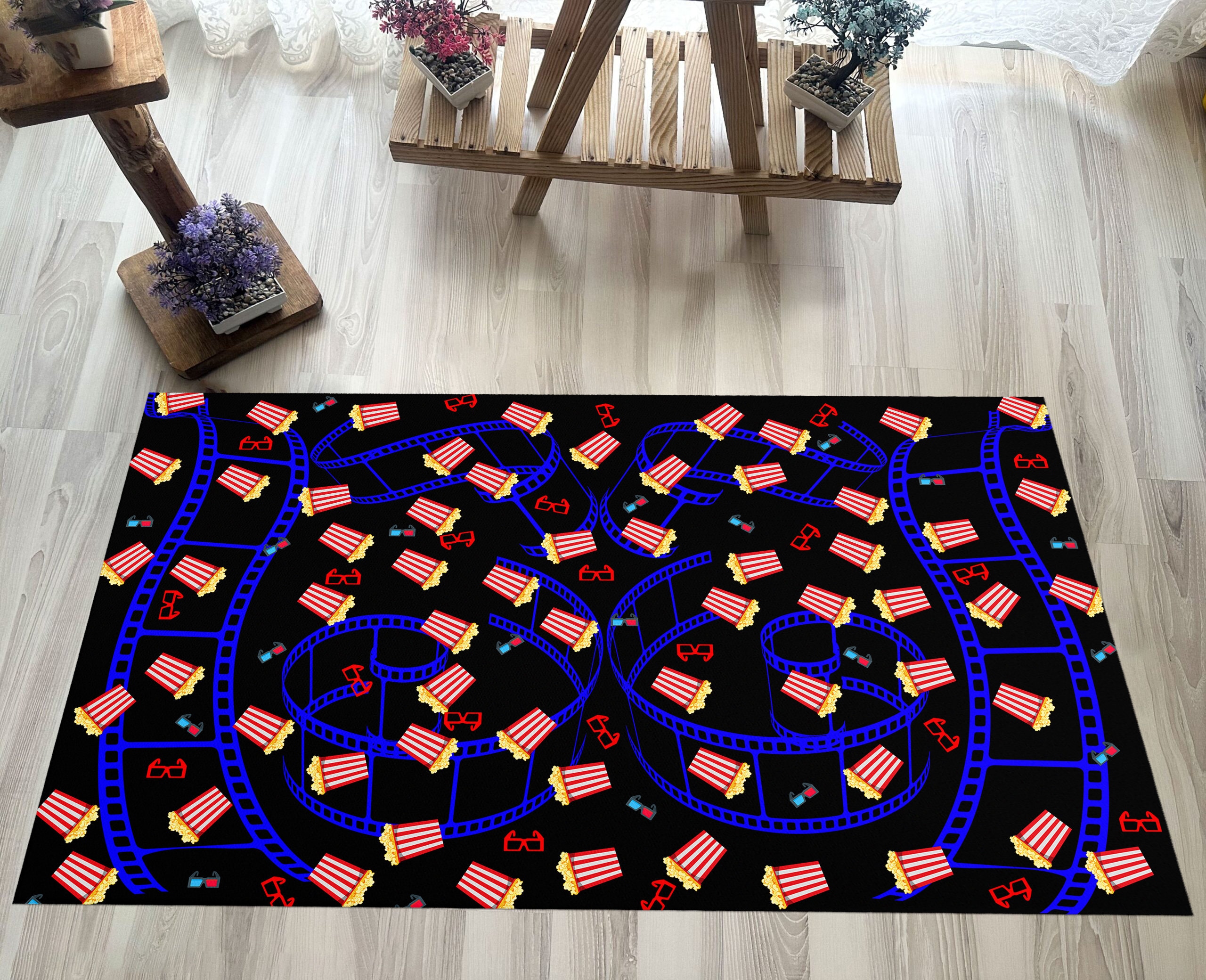 Cinema Rug, Cinema Room Rug, Popcorn Pattern Rug, Cinema Themed Rug ...
