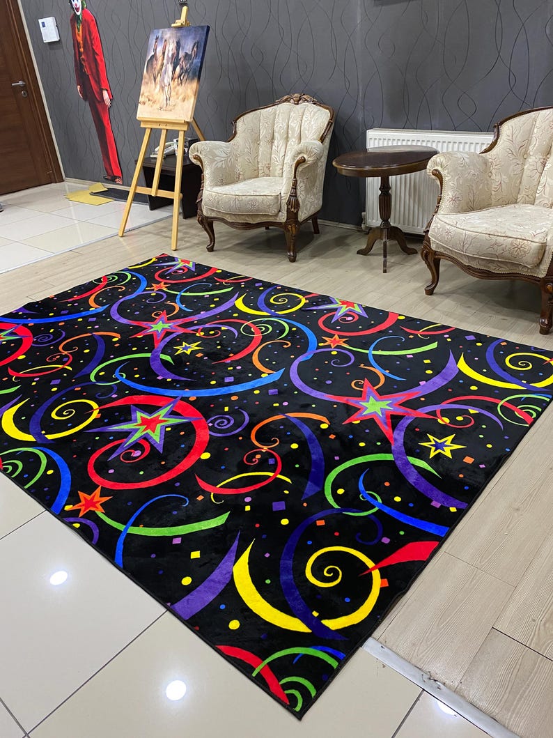 Arcade Rug, Stars Rug, Confetti Rug, Star Pattern Rug, Arcade Room Rug ...