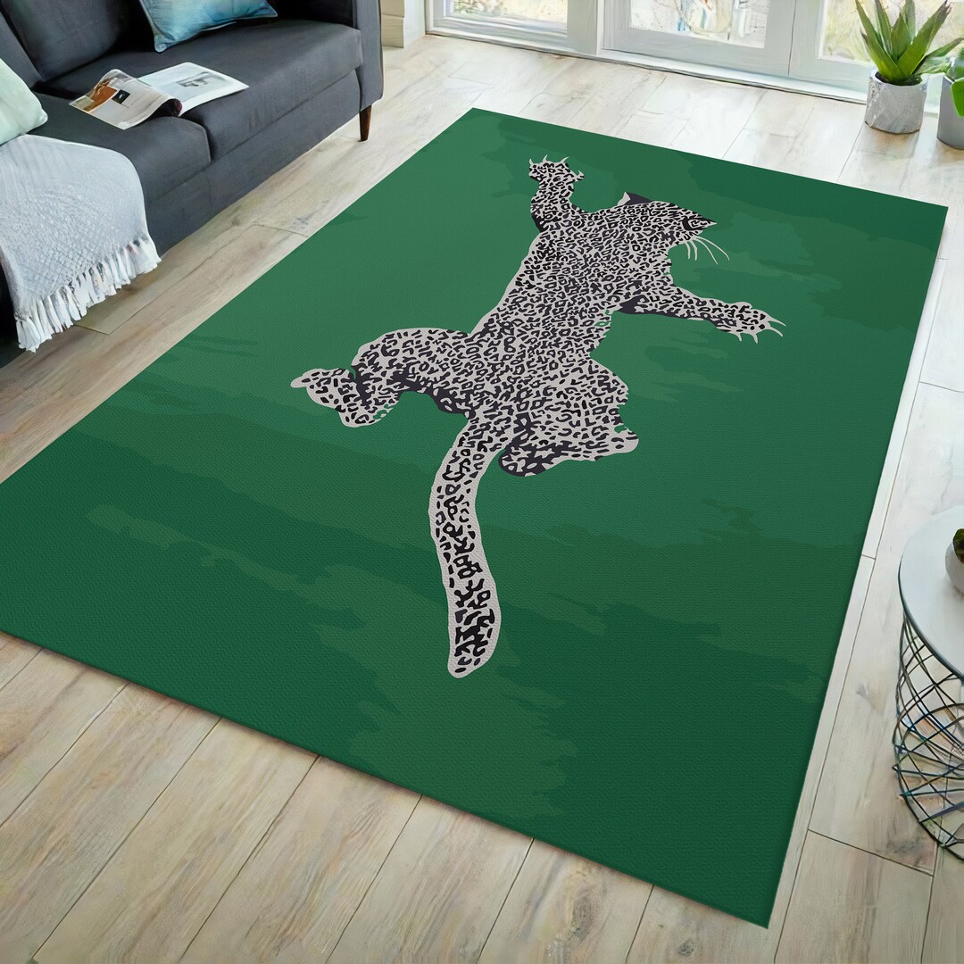 White Tiger Rug, Tiger Print Rug, Tiger Decor, Tiger Rug, Green Rug ...