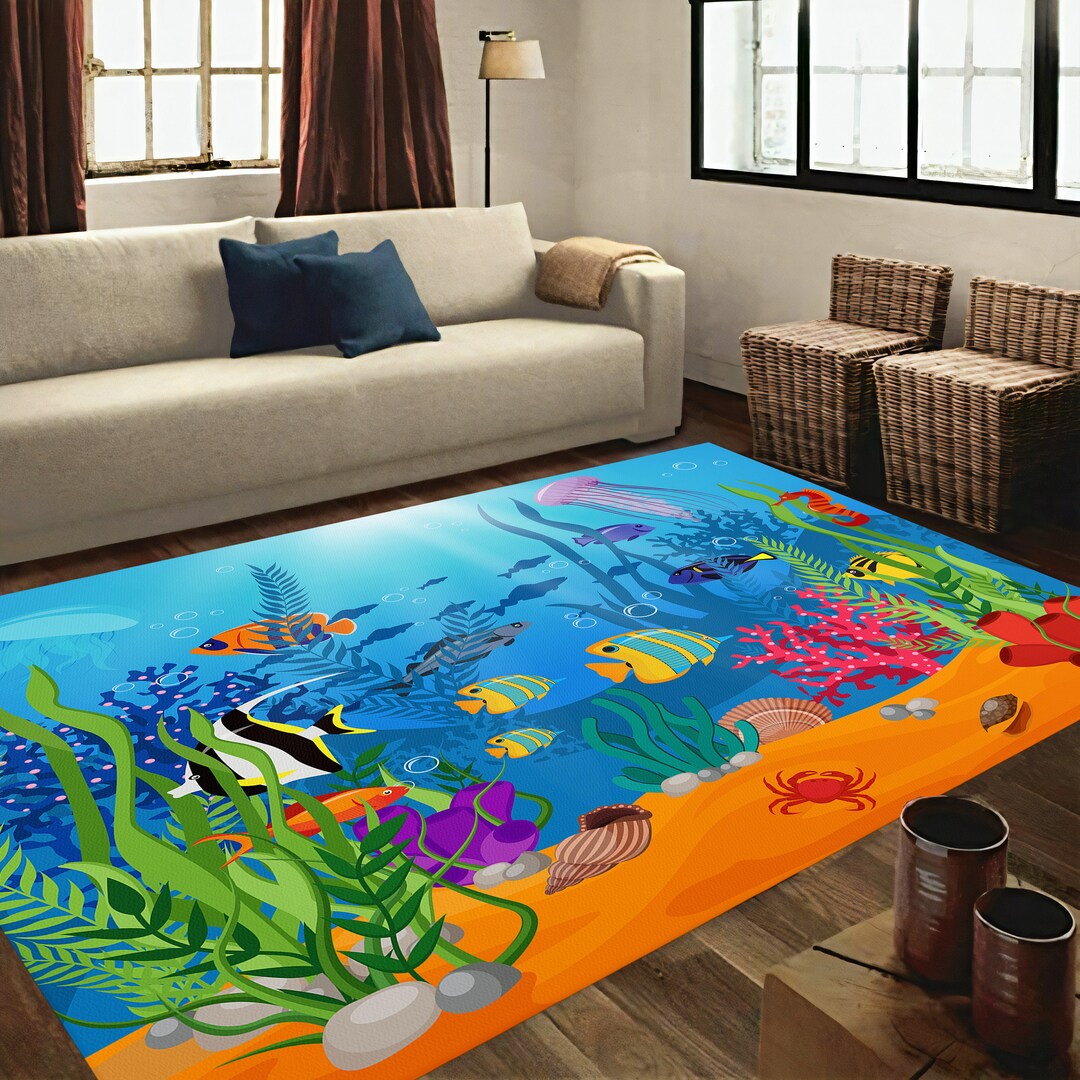 Coral Reefs Rug, Sea Animals Rug, Fish Rug, Sea Rug, Coral Rug, Nursery ...