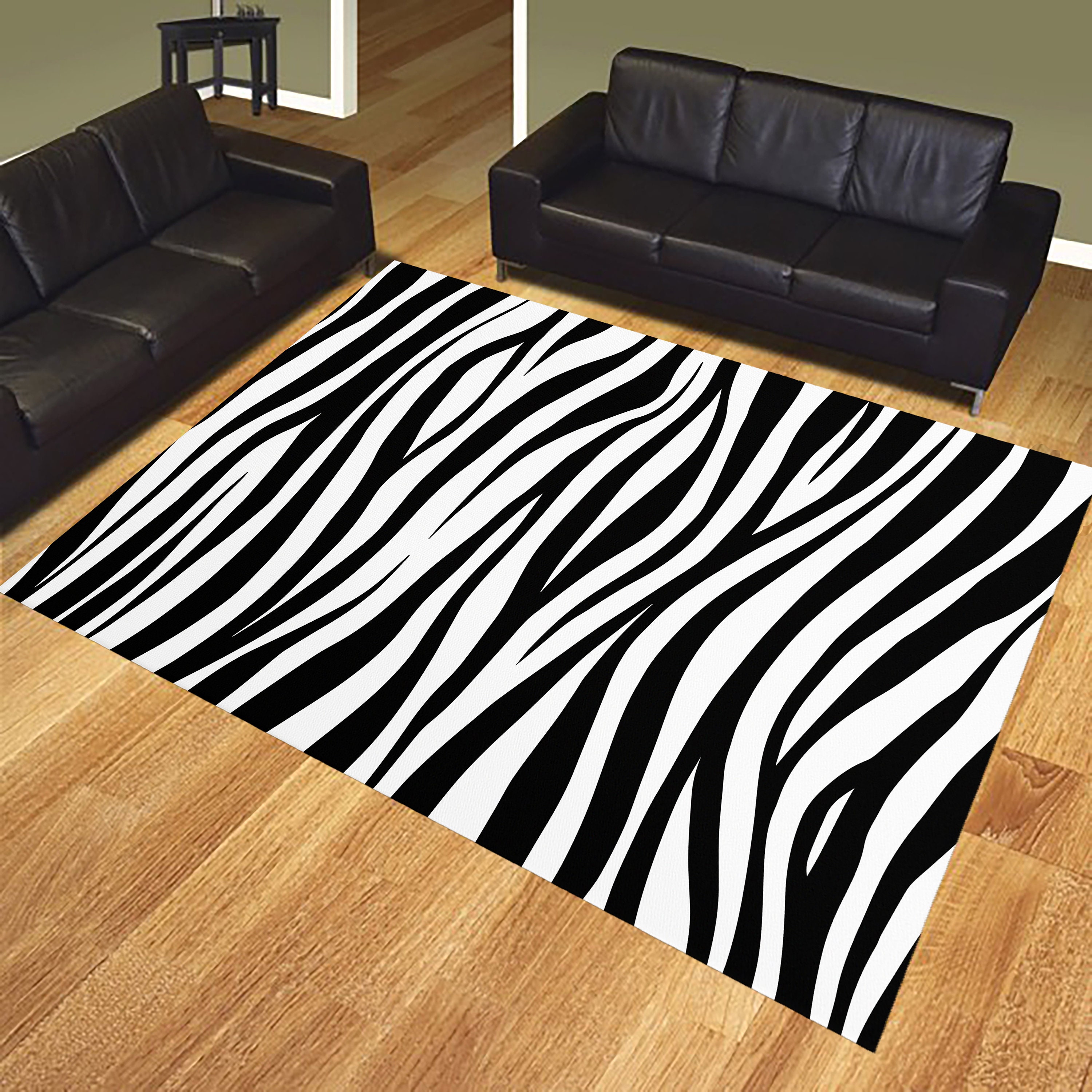 Zebra Skin Pattern Rug, Zebra Rug, Black and White Rug, Zebra Pattern ...